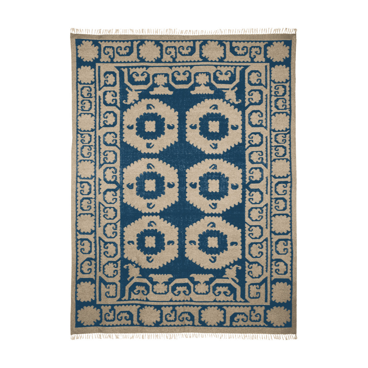 OKA, Chelak Wool Rug, Large - Indigo, Rugs, Cotton/Wool, Geometric by ...