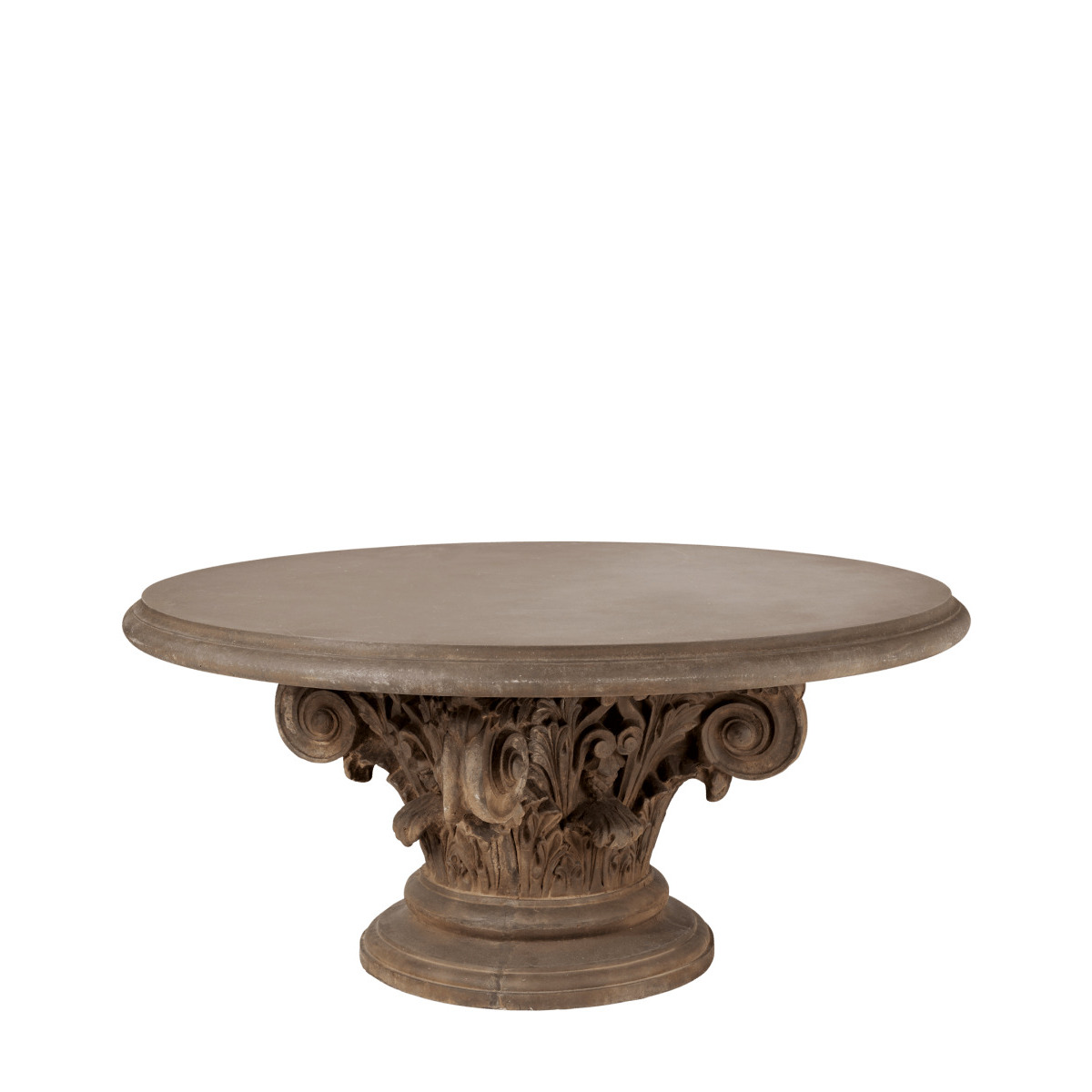OKA, Round Acanthus Dining Table - Brown, Dining Tables, Stone by OKA ...