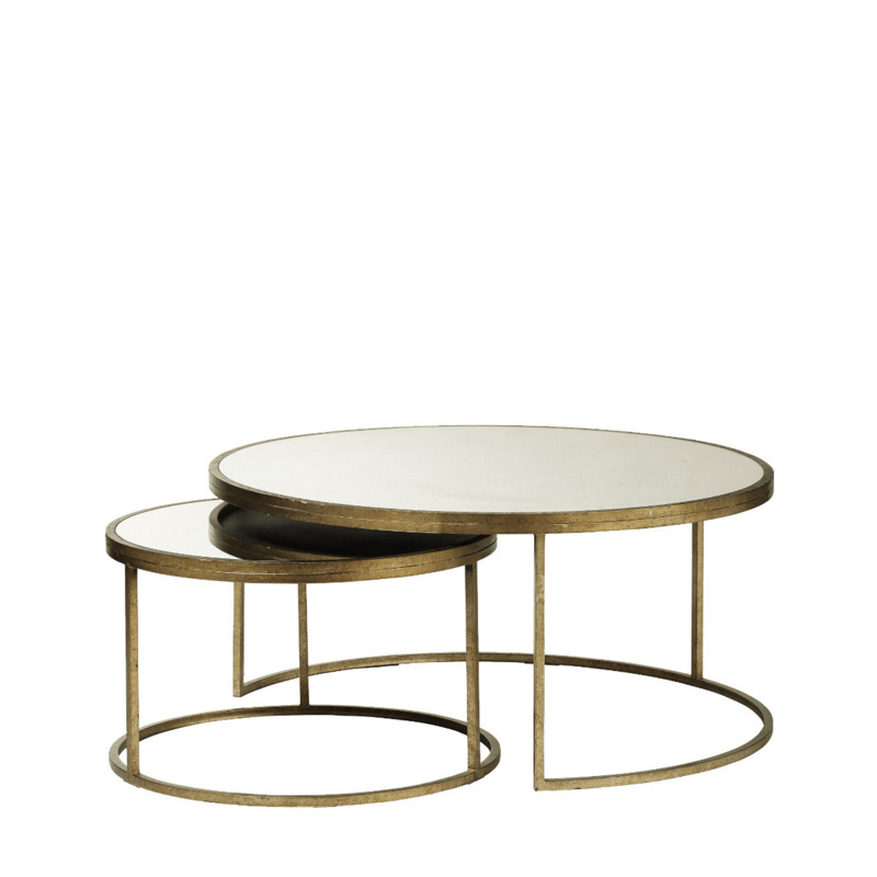 OKA, Set of Two Mirrored Solasta Tables - Antique Bronze, Coffee Tables ...