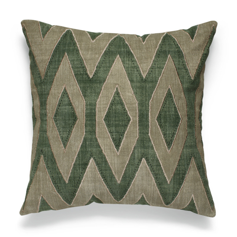Bela Appliqué Cushion Cover - Green/Natural by OKA | ufurnish.com