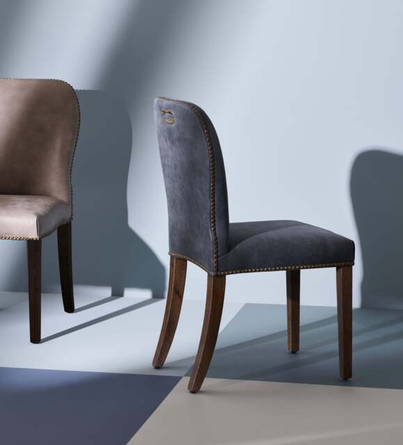 OKA, Stafford Leather Dining Chair - Smoke Blue, Dining Chair by OKA ...