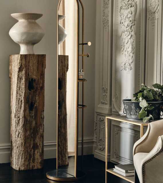 OKA, Hark Standing Mirror - Marble/Brass, Mirrors, Iron,Marble,Glass by ...