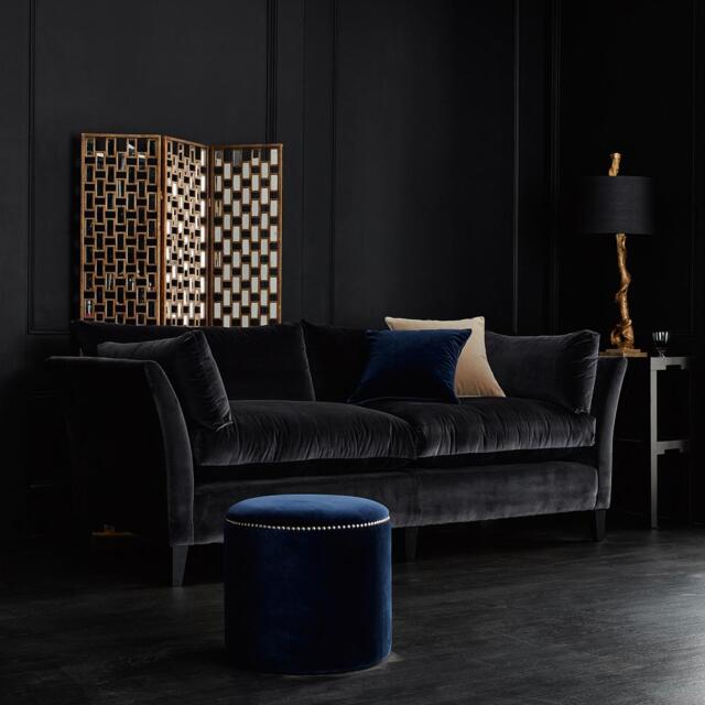OKA, Costellini Velvet Ottoman - Perfect Navy, Ottomans, Velvet by OKA ...