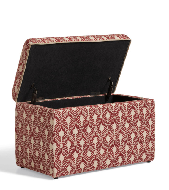 OKA, Carena Upholstered Trunk - Ghini Feathers Red Garnet, Ottomans ...