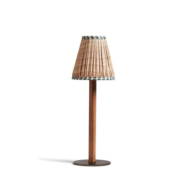 OKA, Olira Wireless Table Lamp and Elgin Shade - Natural/Teal, Table ...