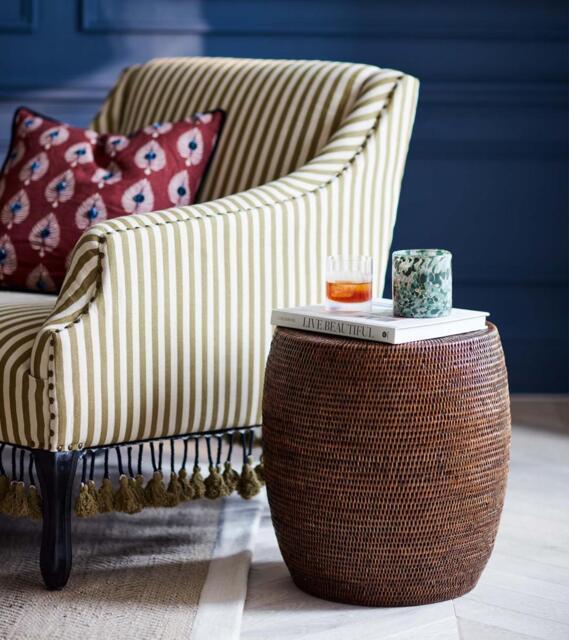 OKA, Damu Rattan Stool - Antique Brown, Stools, Oak Wood by OKA ...