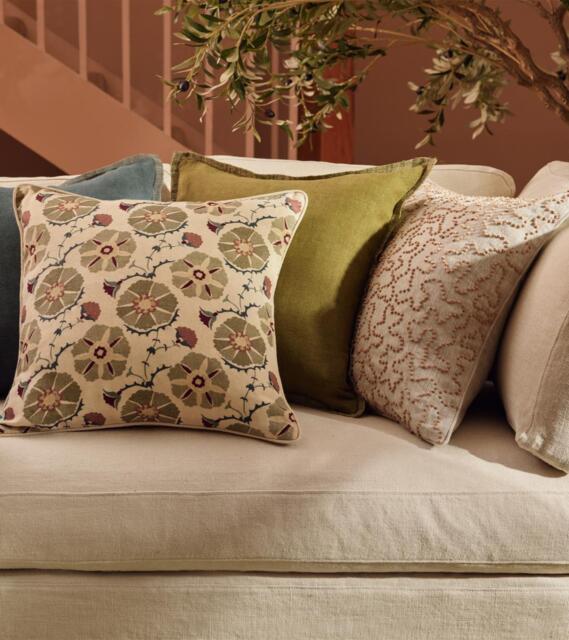 OKA, Suleyman Cushion Cover - Sage, Cushion Covers, Linen by OKA | ufurnish.com