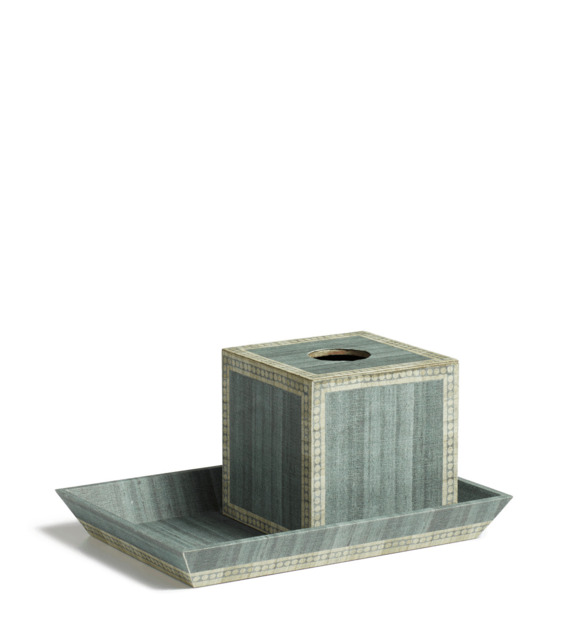 OKA, Longshan Tissue Box and Tray - Heron Blue, Storage Boxes, Canvas ...