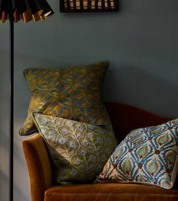 OKA, Allamanda Cushion Cover - Dark Teal/Mustard, Cushion Covers ...