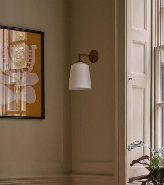 OKA, Kirana Wall Lamp and Shade - Natural/White, Wall Lights, Metal by ...