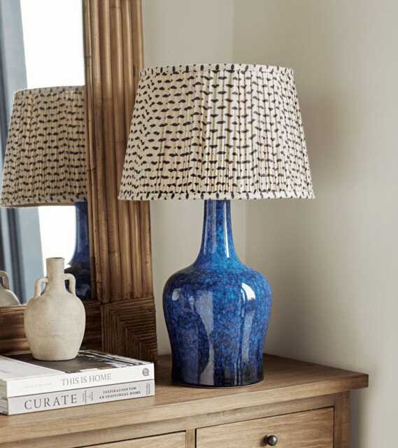 OKA, Oralee Table Lamp Base - Ink Blue, Table Lamps, Metal,Plastic ...