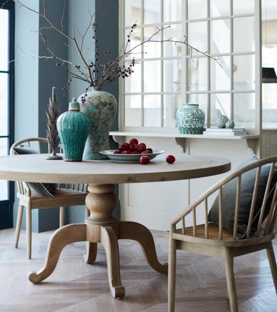 OKA, Large Round Arthur Dining Table - Weathered Oak, Dining Tables ...