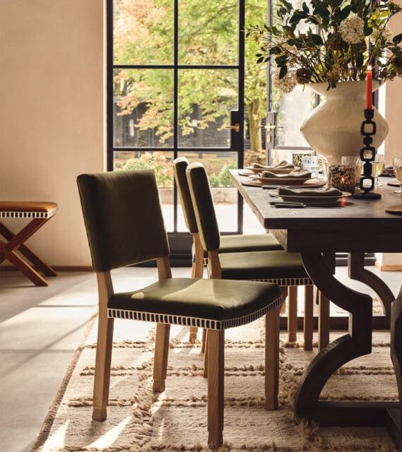 OKA, Abbey Velvet Dining Chair - Spruce, Dining Chairs, Velvet by OKA ...