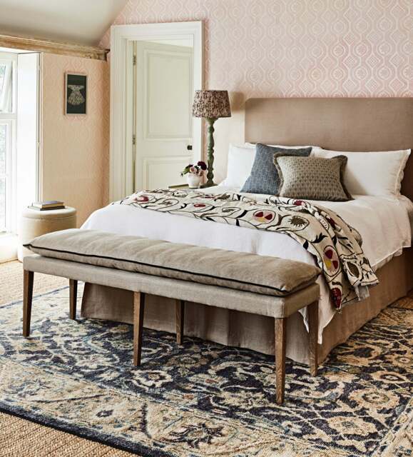 OKA, Nott Linen Bench - Wild Oats Wide Herringbone, Bench by OKA ...