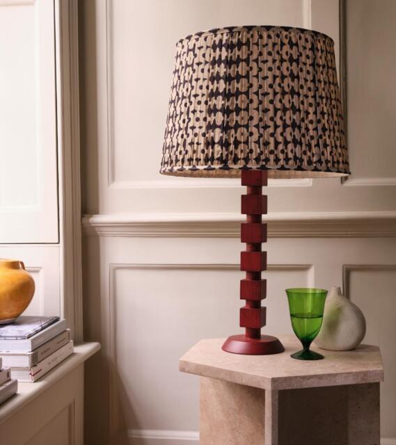 OKA, Huxley Table Lamp Base - Brushed Red, Table Lamps, Wood by OKA ...