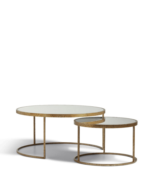 OKA, Set of Two Mirrored Solasta Tables - Antique Bronze, Coffee Tables ...