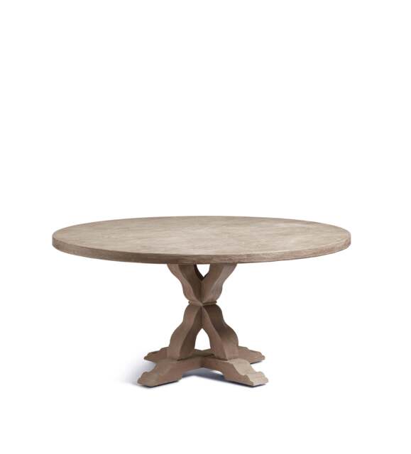 OKA, Conisbrough Round Indoor/Outdoor Dining Table - Grey, Dining Table ...