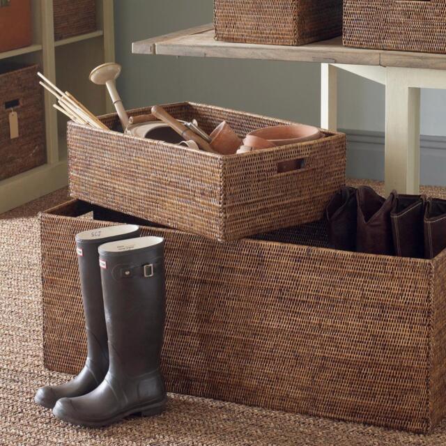 OKA, Large Rattan Delta Storage Box - Brown, Storage Boxes, Rattan by ...