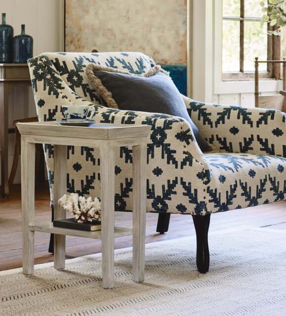 OKA, Gustavian Sofa Side Table - Washed Grey, Side Table by OKA ...