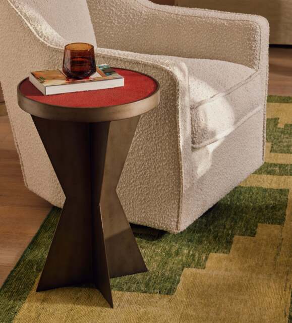 OKA, Stello Shagreen Side Table - Moroccan Red, Side Table by OKA ...