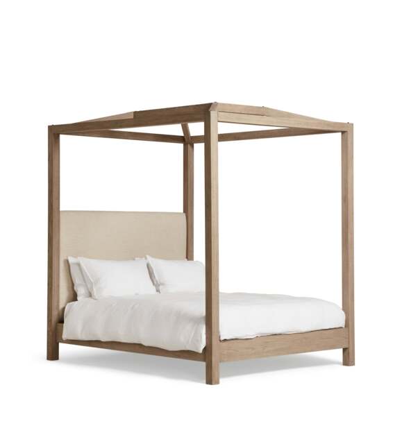 OKA, Hester Four-Poster Bed - Super King - Bleached Oak, Four Poster ...