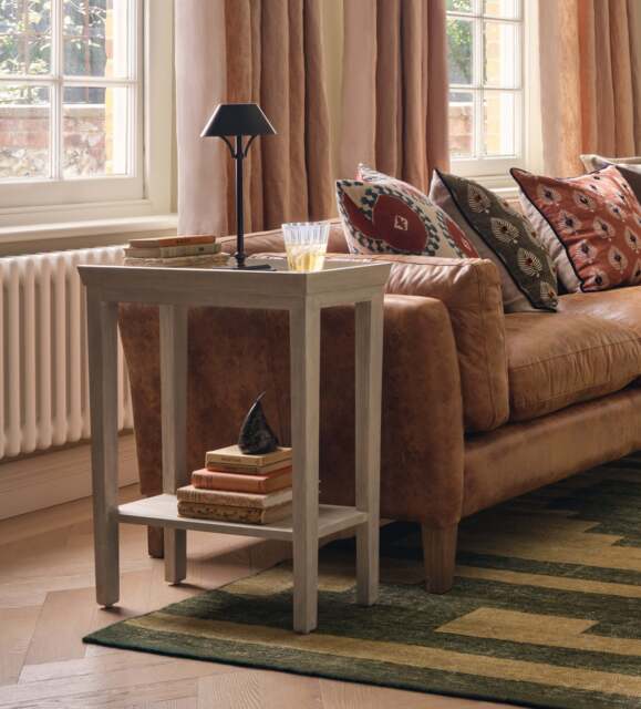 OKA, Gustavian Sofa Side Table - Large - Washed Grey, Side Table by OKA ...