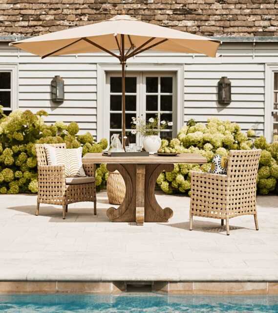 OKA, Coradew Side Table/Parasol Holder - Beach, Garden Tables, Wood by ...