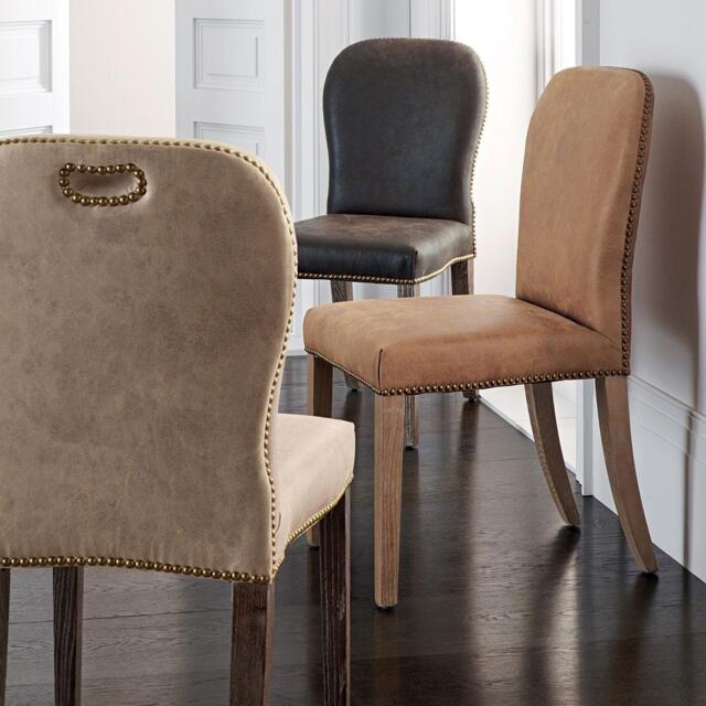 OKA, Stafford Leather Dining Chair - Aged Tobacco, Dining Chairs ...