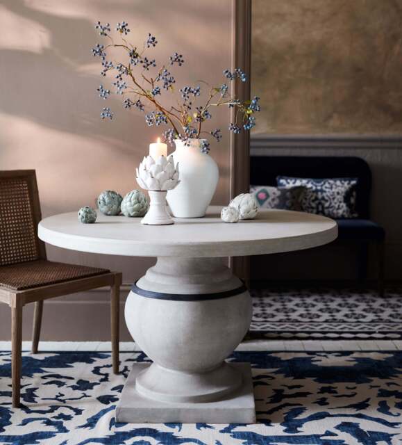 OKA, Callanish Round Indoor/Outdoor Dining Table - Pebble Grey, Dining ...