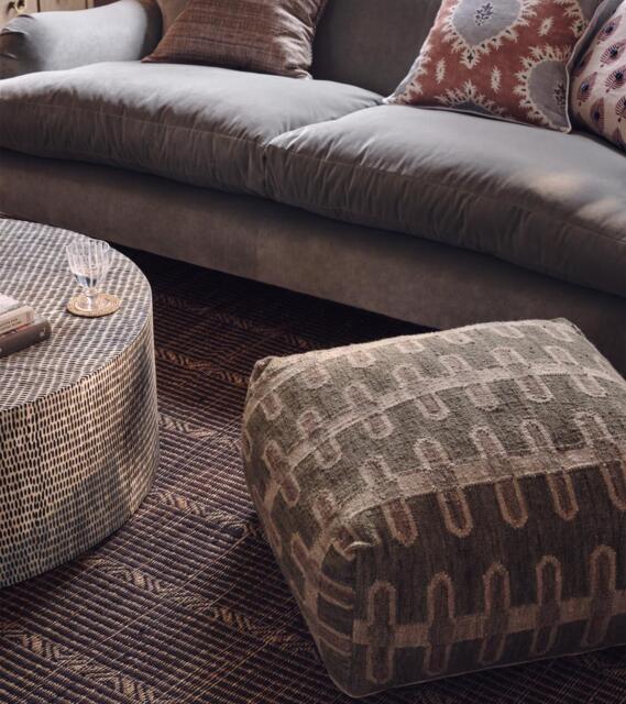 OKA, Sycamore Floor Cushion - Green, Floor Cushions, Wool,Cotton by OKA ...