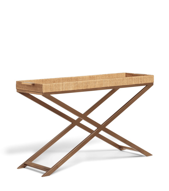 OKA, Sovannah Console Table - Sand, Console Tables, Rattan,MDF Wood ...