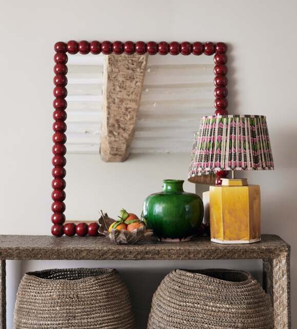 OKA, Bobina Bobble Mirror - Chinese Red, Wall Mirror by OKA | ufurnish.com