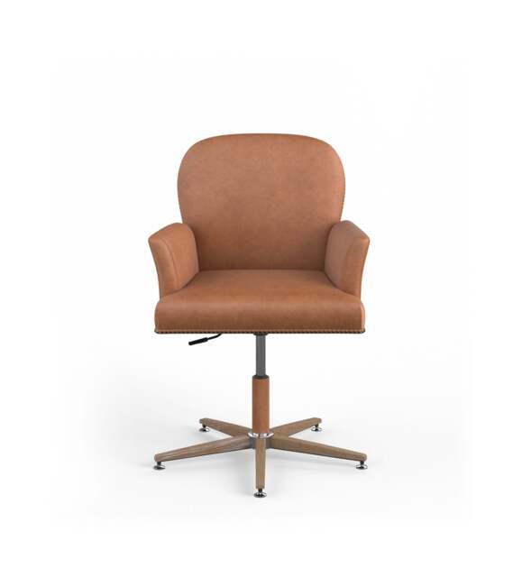 OKA, Stafford Leather Swivel Chair - Hazelnut Brown, Armchair by OKA ...