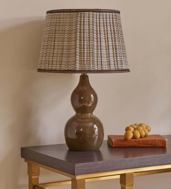 OKA, Ginevra Pleated Silk Lampshade 35cm - Off-White/Black, Lampshade ...