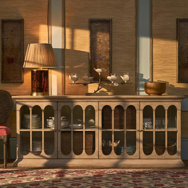 OKA, Large Gustaf Sideboard - Light Grey, Sideboards, Pine Wood by OKA ...