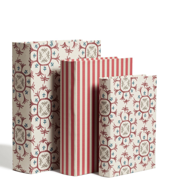 OKA, Set of Three Odonata Box Files - Red Madder, Storage Boxes, Canvas ...