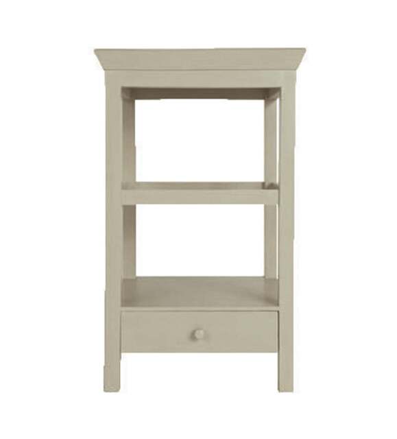 OKA, Beauvais Wood Bedside Table with Storage - Dove Grey, Side Table ...