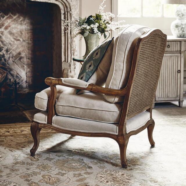 OKA, Chantal French-Style Linen Armchair - Natural, Armchairs, Linen by ...
