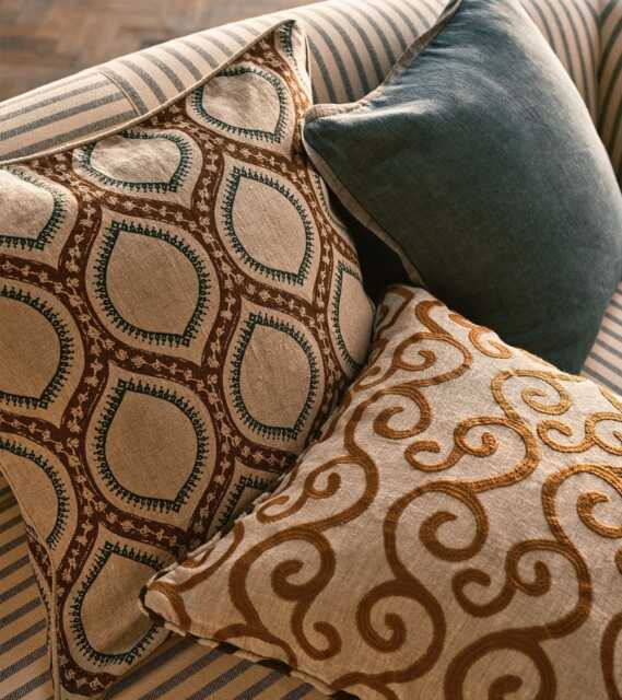 OKA, Prisha Cushion Cover - Burnt Orange/Air Force Blue, Cushion Covers ...