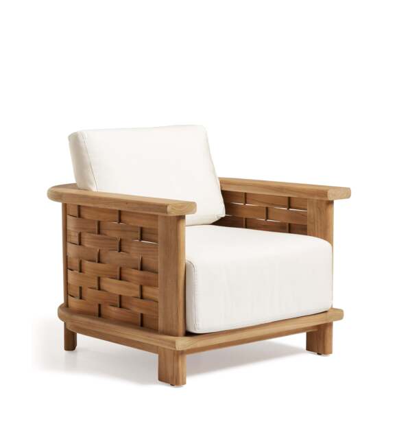 OKA, Verdandi Garden Armchair - Natural Teak, Garden Seating by OKA ...