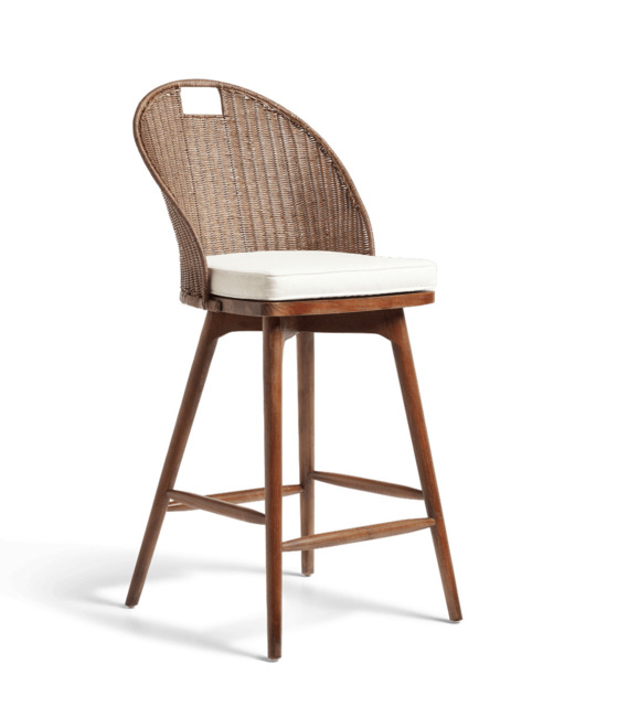 OKA, Panela Rattan Bar Stool - Chestnut, Bar Stools, Wood,Metal by OKA ...