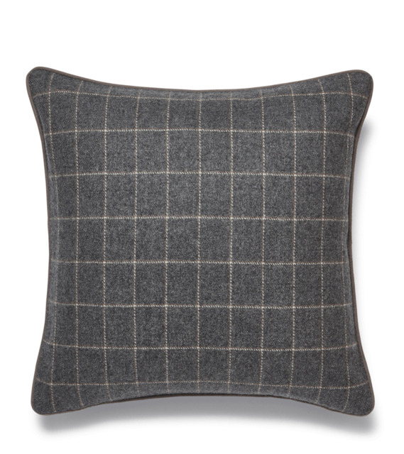 OKA, Clyde Cushion Cover - Charcoal, Cushion Covers, Wool, Checked by ...