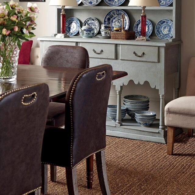 OKA, Stafford Leather Dining Chair - Aged Truffle, Dining Chairs ...