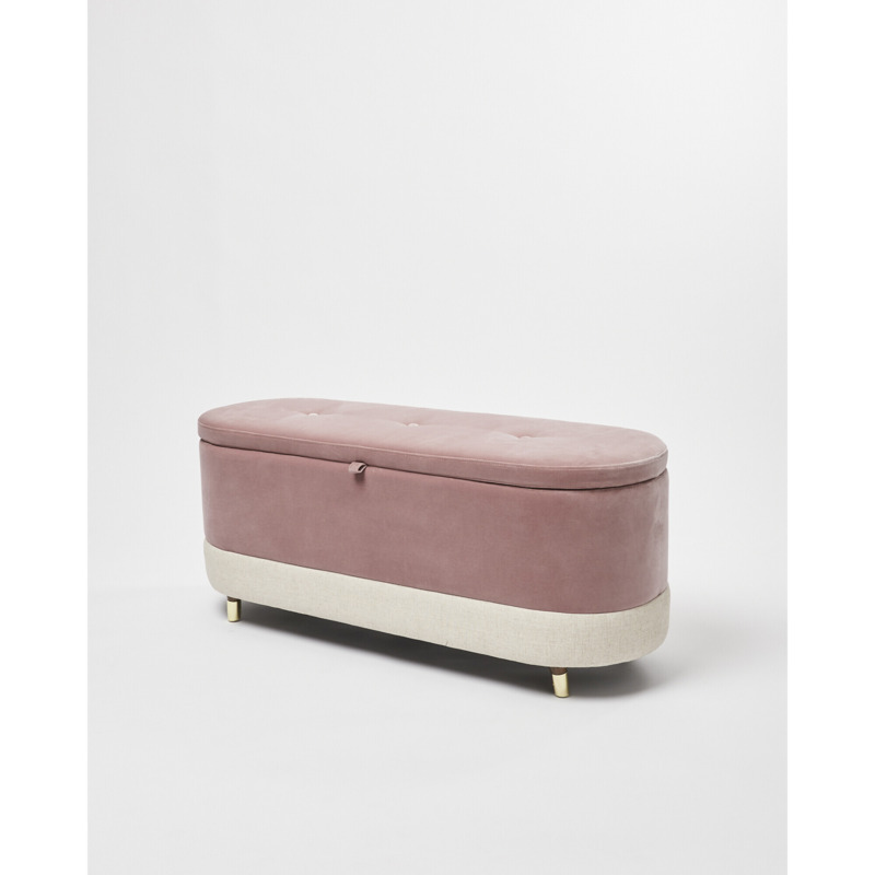 Ola Dusty Pink Velvet Ottoman by Oliver Bonas | ufurnish.com