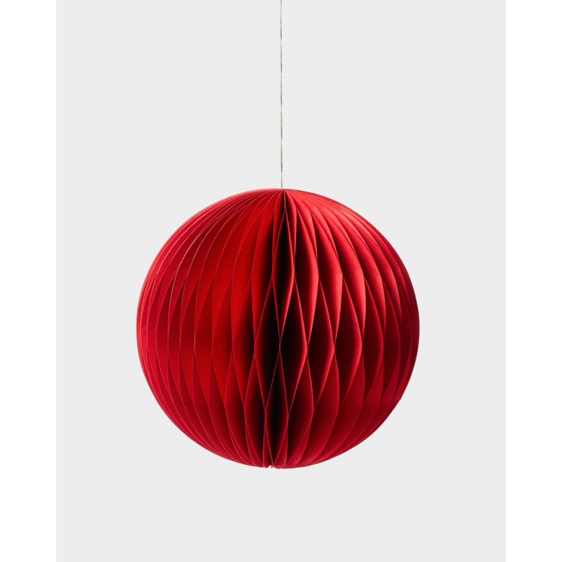 Round Red Paper Christmas Bauble Decoration Large by Oliver Bonas ...