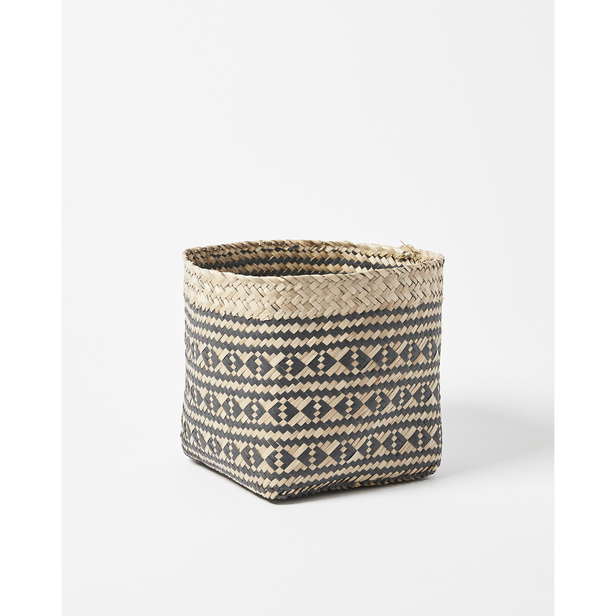 Black Square Patterned Seagrass Basket by Oliver Bonas | ufurnish.com