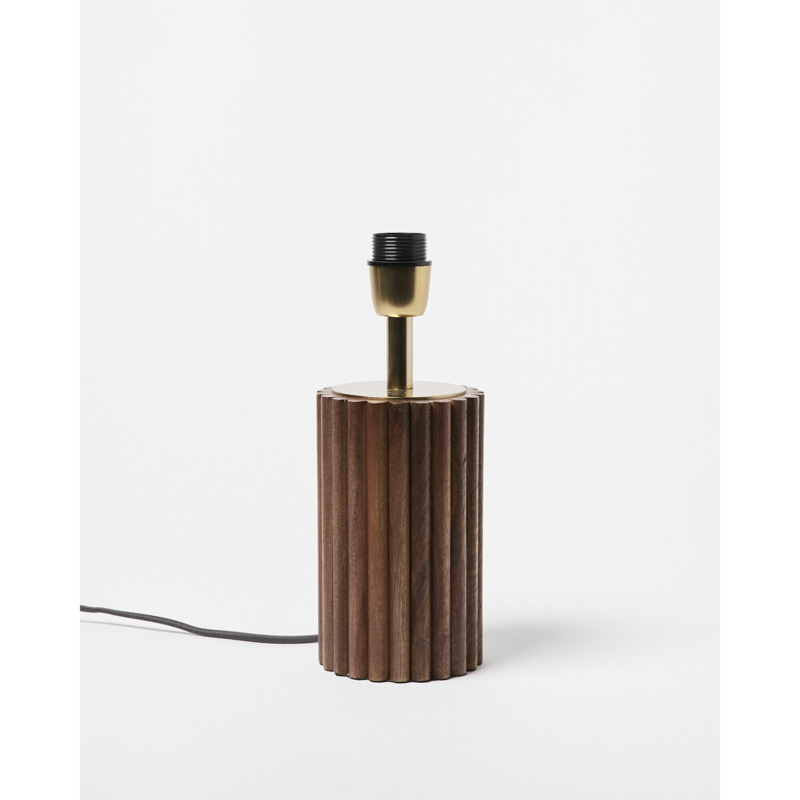 Fluted Brown Wooden Lamp Base by Oliver Bonas | ufurnish.com