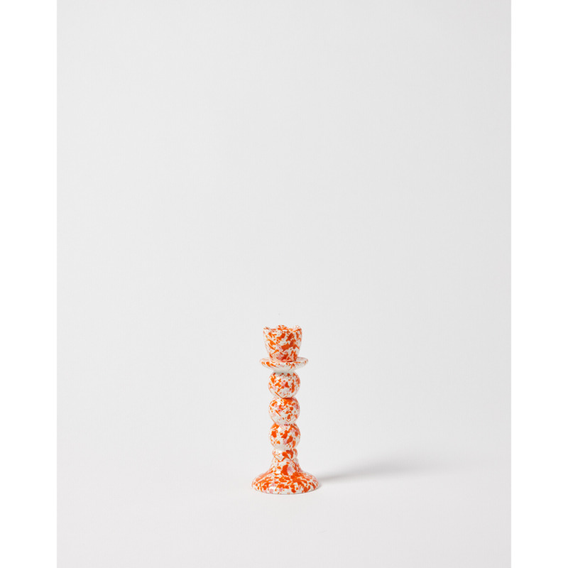 Splatter Orange Ceramic Candlestick Holder by Oliver Bonas | ufurnish.com