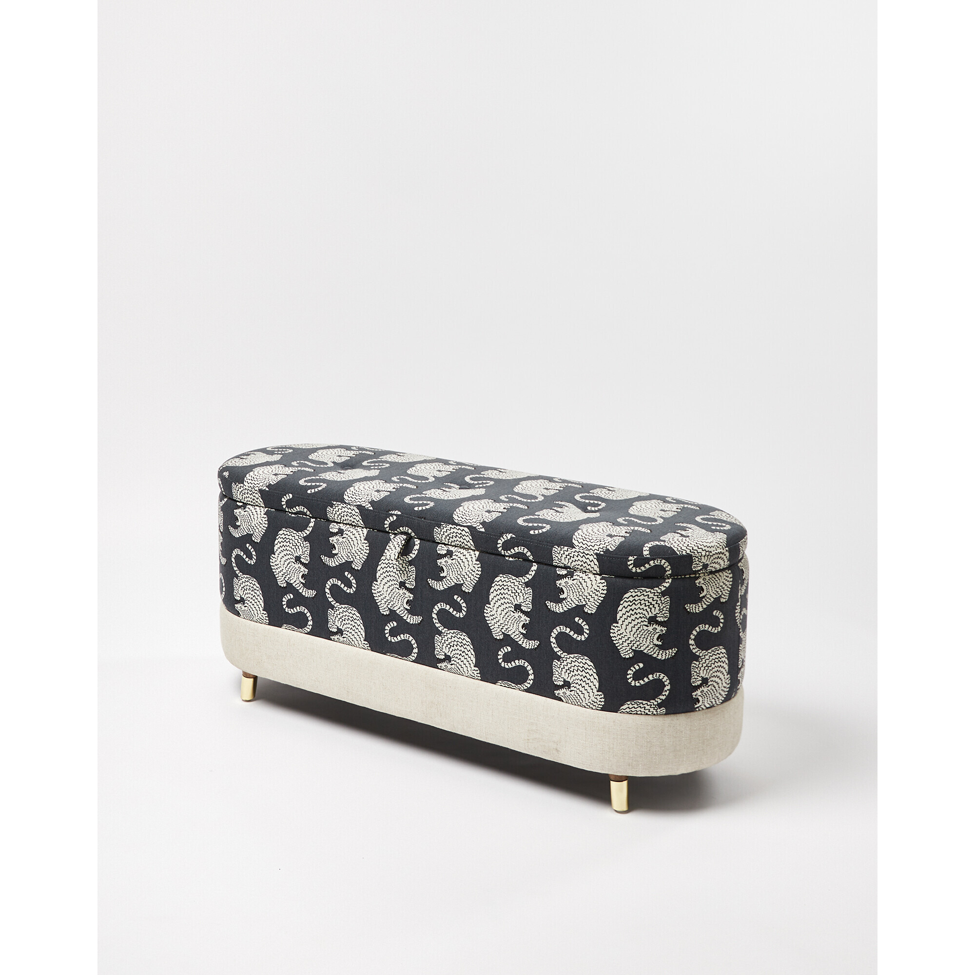 Tigris Tiger Blue Ola Tub Ottoman by Oliver Bonas | ufurnish.com