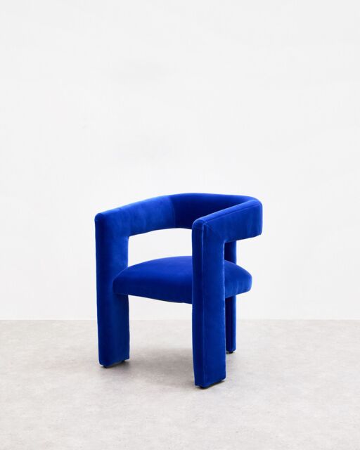 Tress Cobalt Blue Velvet Chair by Oliver Bonas | ufurnish.com